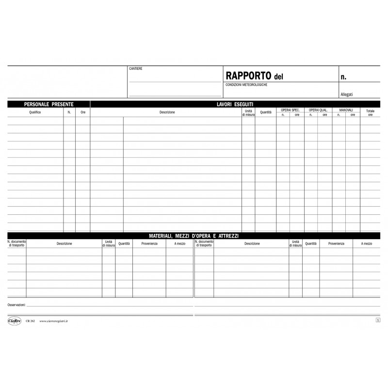 RAPPORTI DI CANTIERE 23X30 2 COPIE